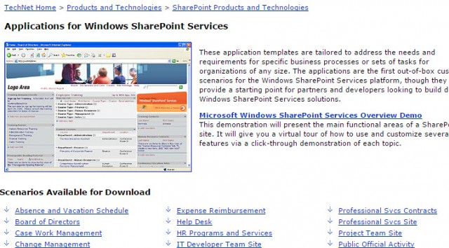 Windows Sharepoint Service Templates