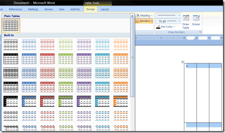 Design your tables in MS Excel 2007