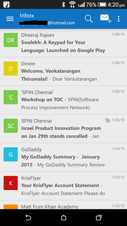 Microsoft Outlook for iOS, Android