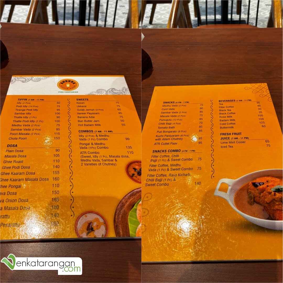 Breakfast at Andhra Tiffin Room Chennai